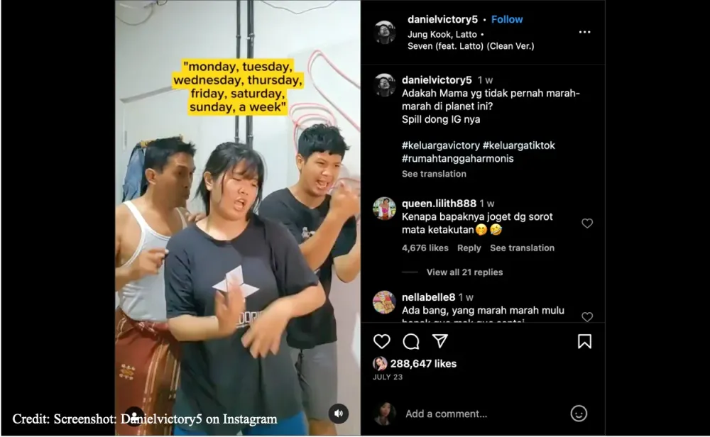 Daniel Victory Menciptakan Konten Kreatif Menggunakan Lagu Seven